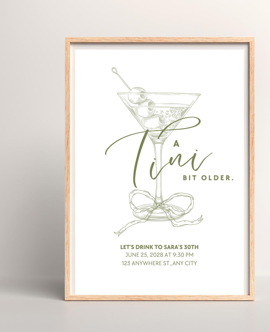 Customizable, Downloadable A Tini Bit Older Martini-themed Welcome Sign ...
