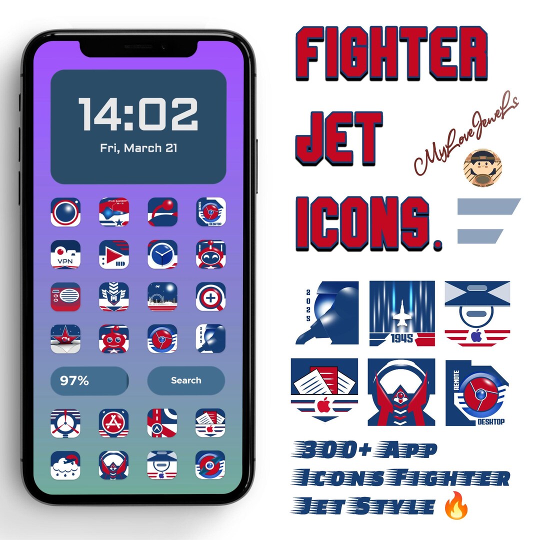 Fighter JET Abstract Hand-drawn App Icons Pack | Ios & Andriod Custom ...