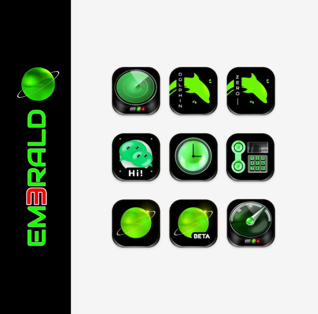 Ios 18 & Android Green Emerald Aesthetic 3D Icon Pack, Ios Icons ...