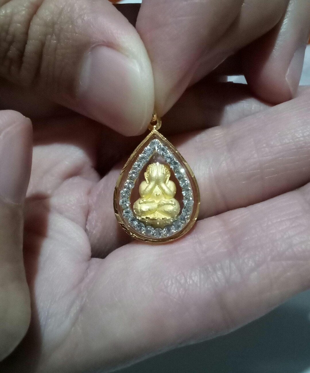 High Quality Real 18k Gold Buddha Closed Eyes Monk Pendant Asian ...
