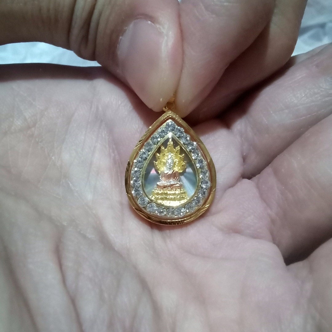 High Quality Real 18k Gold Thai Buddha Monk Phra Naga Prok Amulet ...