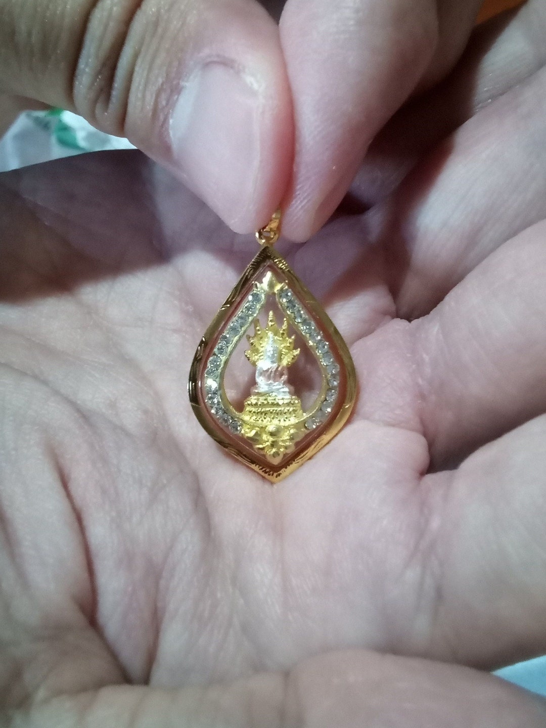 High Quality Real 18k Gold Thai Buddha Monk Phra Naga Prok Amulet ...