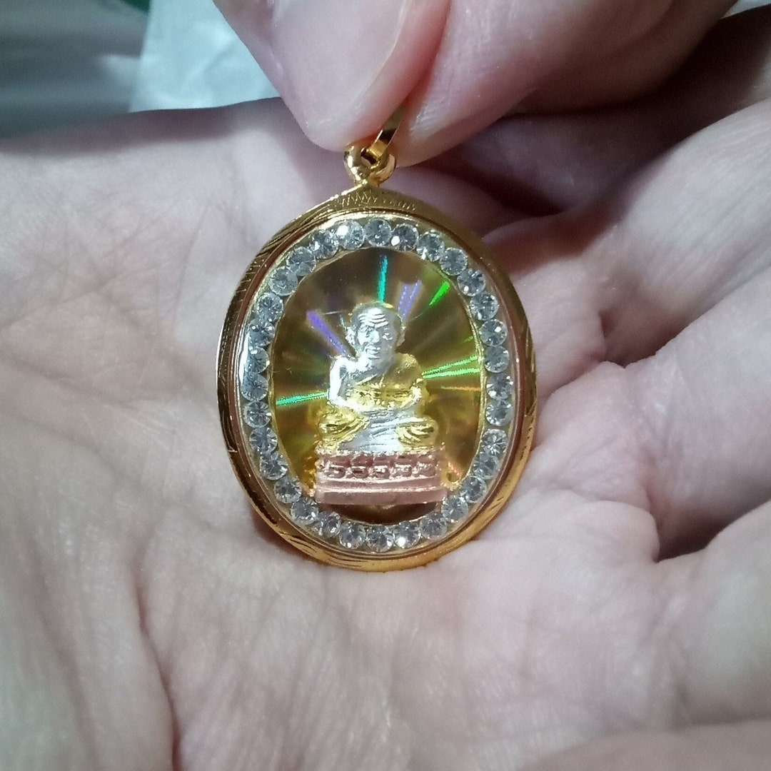 High Quality Real 18k Gold Big Buddha Monk Pendant Thai Amulet Big ...