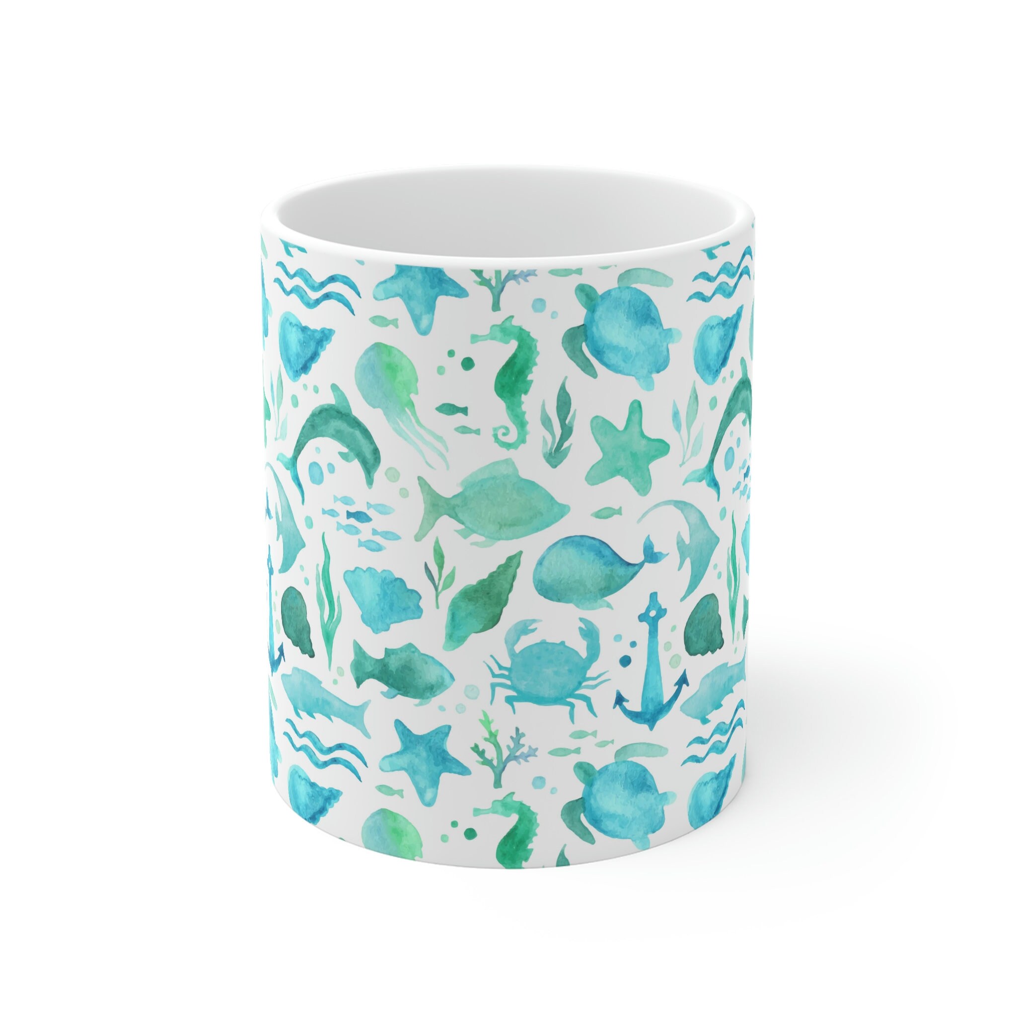 Watercolor Sea Life Coffee Cup, Sea Life Coffee Mug, Crustaceancore ...