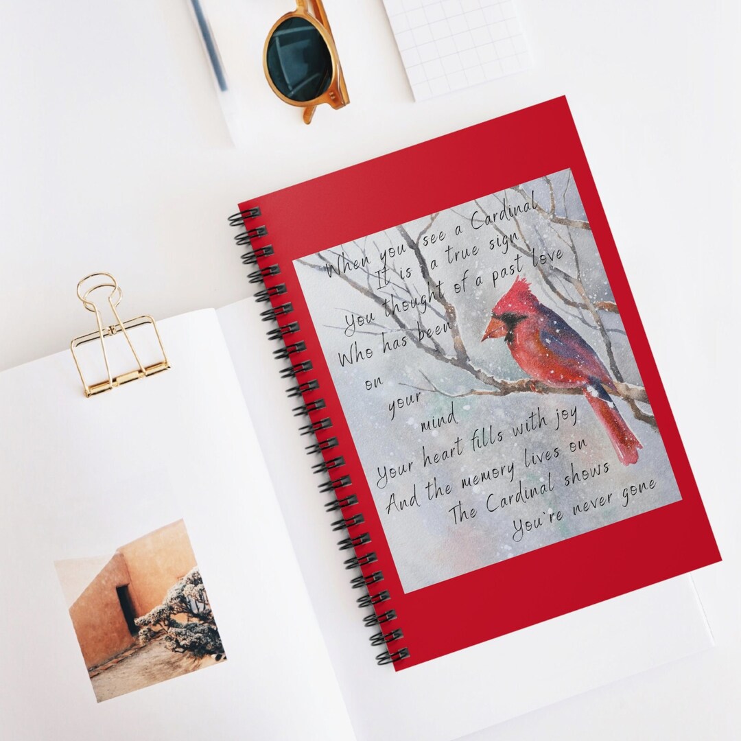 Cardinal Notebook, Red Cardinal Notebook, Bird Notebook, Red Cardinal ...