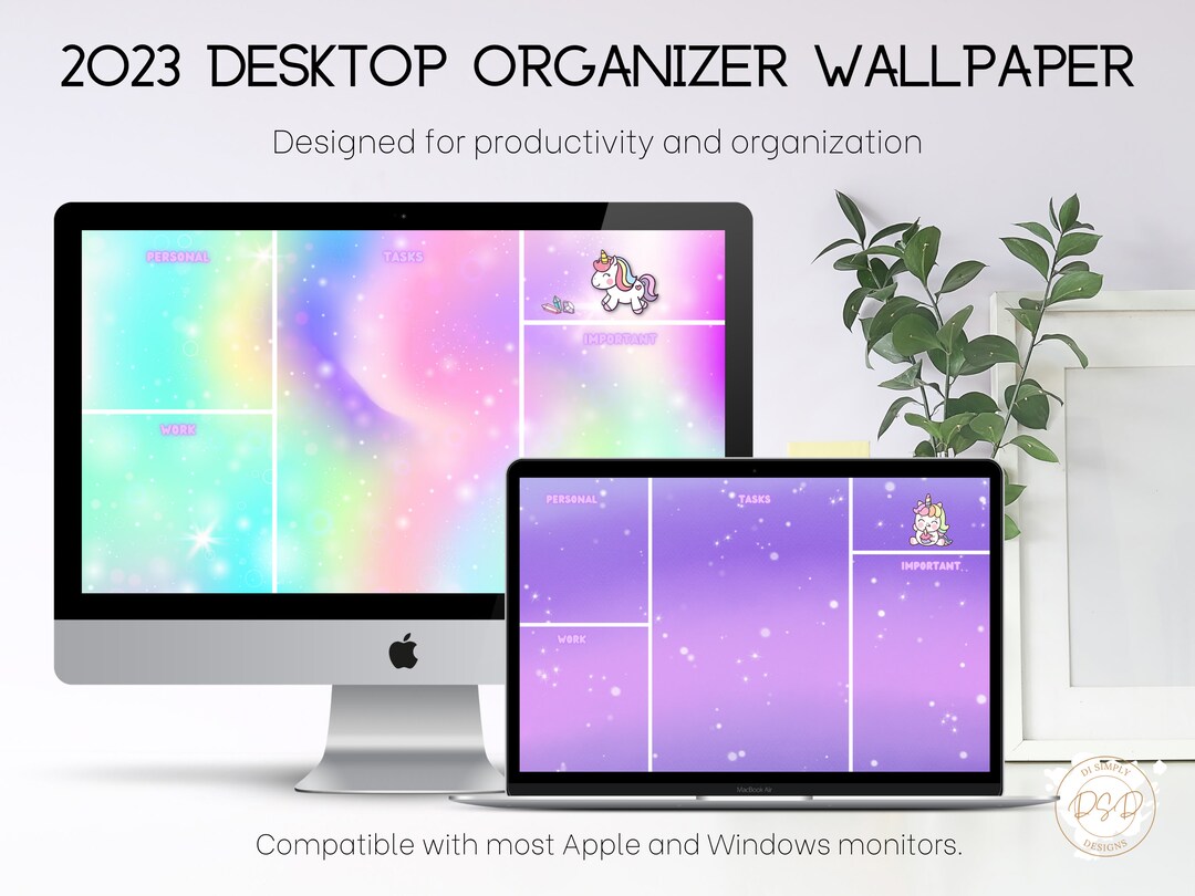 Unicorn Desktop Organizer | Desktop Wallpaper Rainbow Design ...