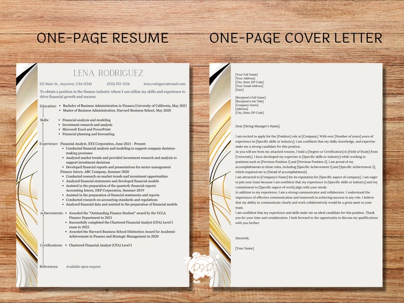 Canva Editable Template One Page Formal Resume With Cover Letter ...