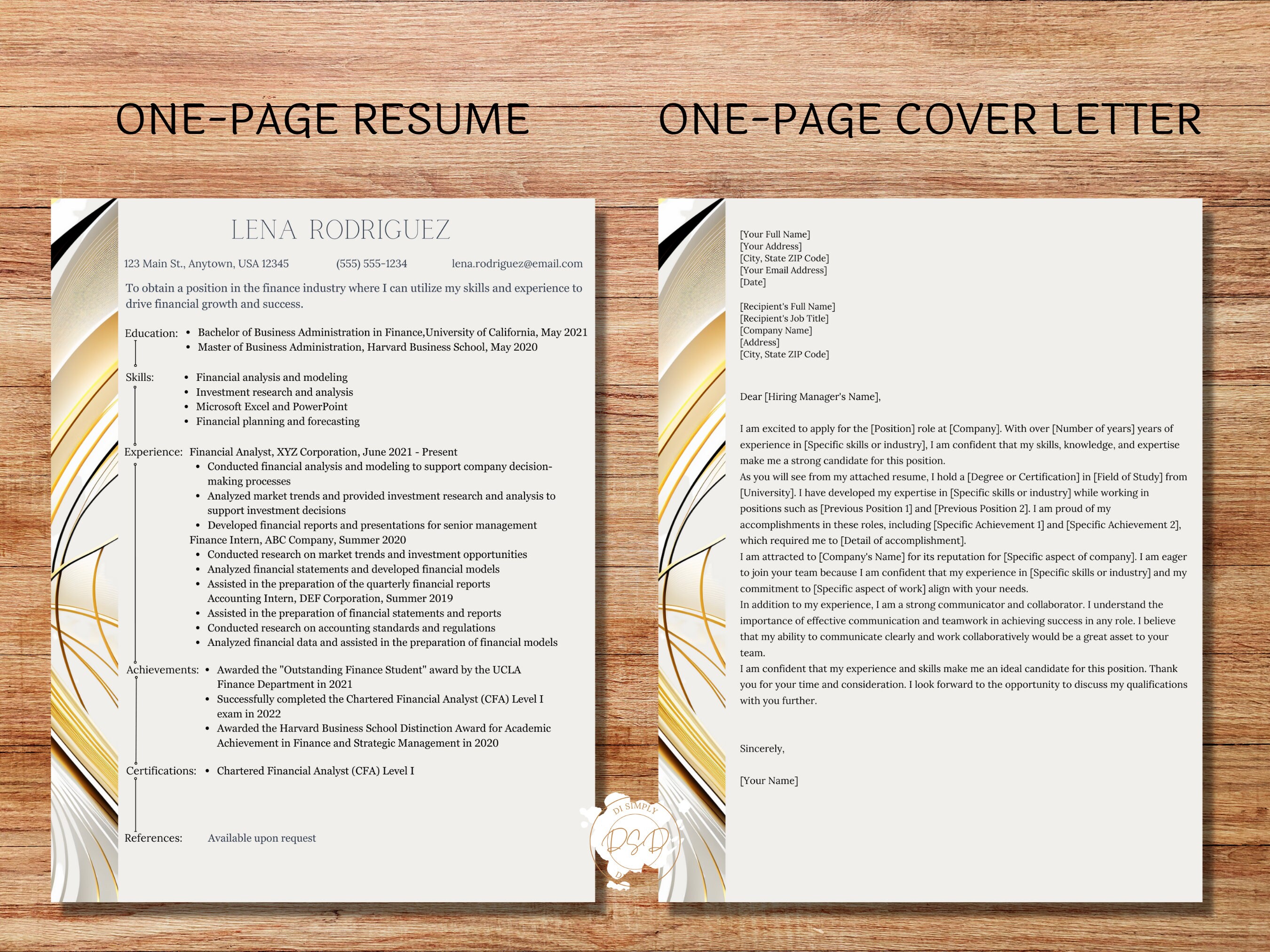 Canva Editable Template One Page Formal Resume With Cover Letter ...