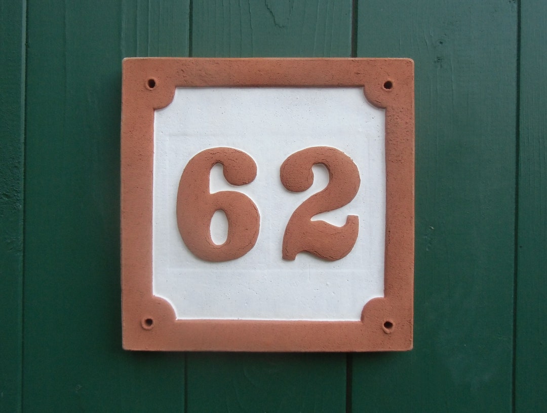 House Number 62, Red-white, Relief, Brick Plate - Etsy