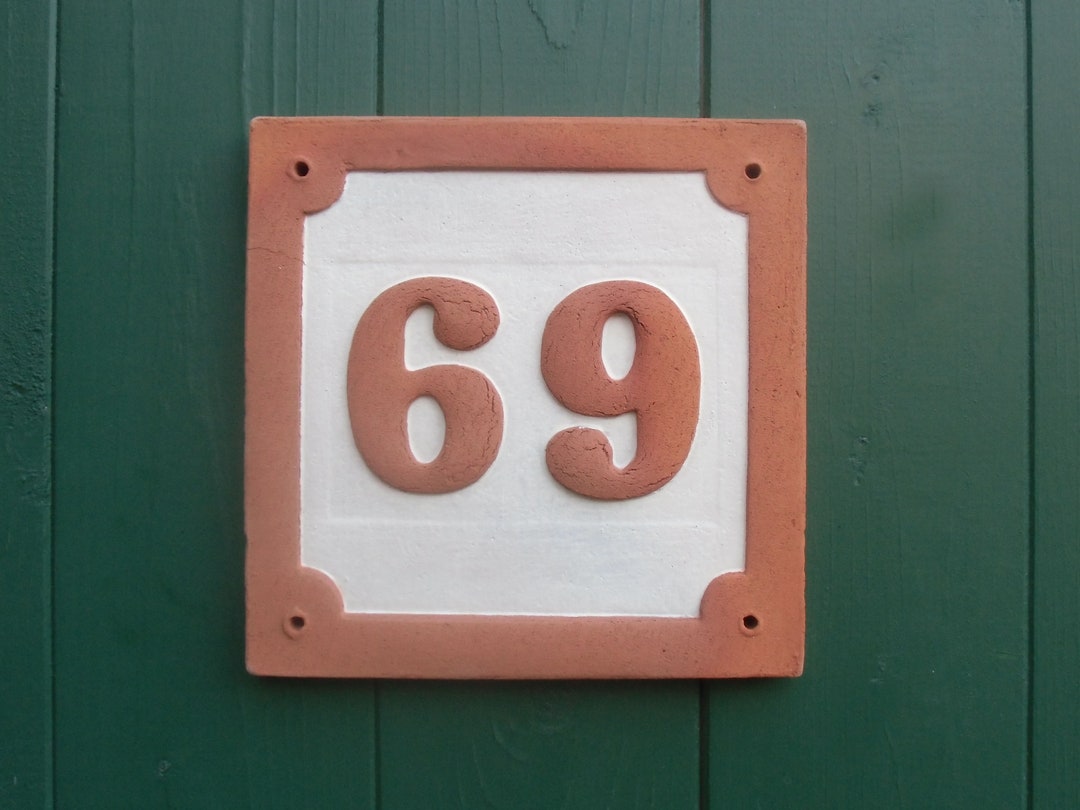 Red-white House Number 69 Terracotta Relief - Etsy
