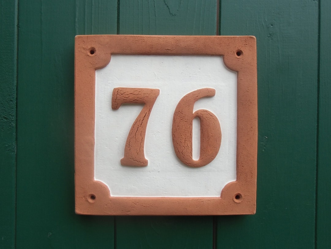 House Number 76 Red-white Relief Brick Plate - Etsy