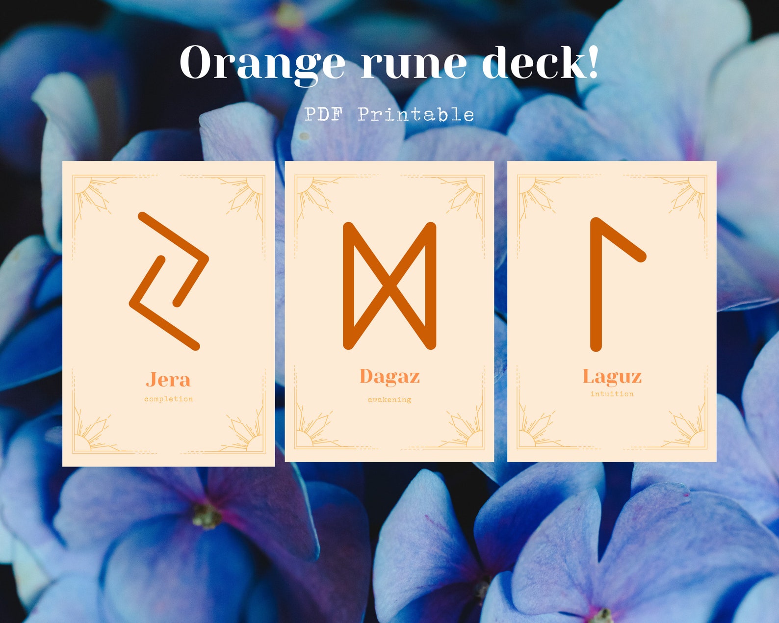 Orange PRINTABLE Rune Deck 24 Cards/ With Backs - Etsy Hong Kong