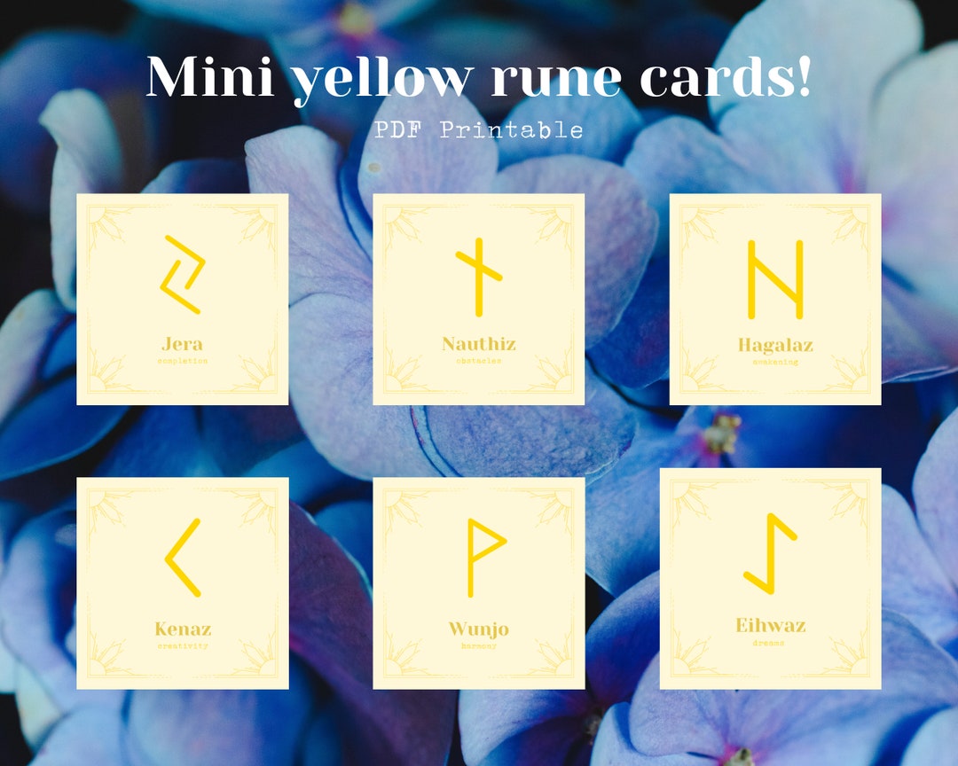 Printable MINI Yellow RUNE DECK 24 Cards With Backs - Etsy