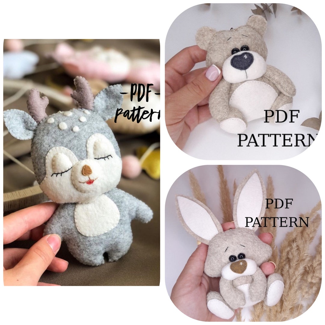 Forest Animals Felt Pattern/ Bear Dear and Bunny PDF Pattern - Etsy