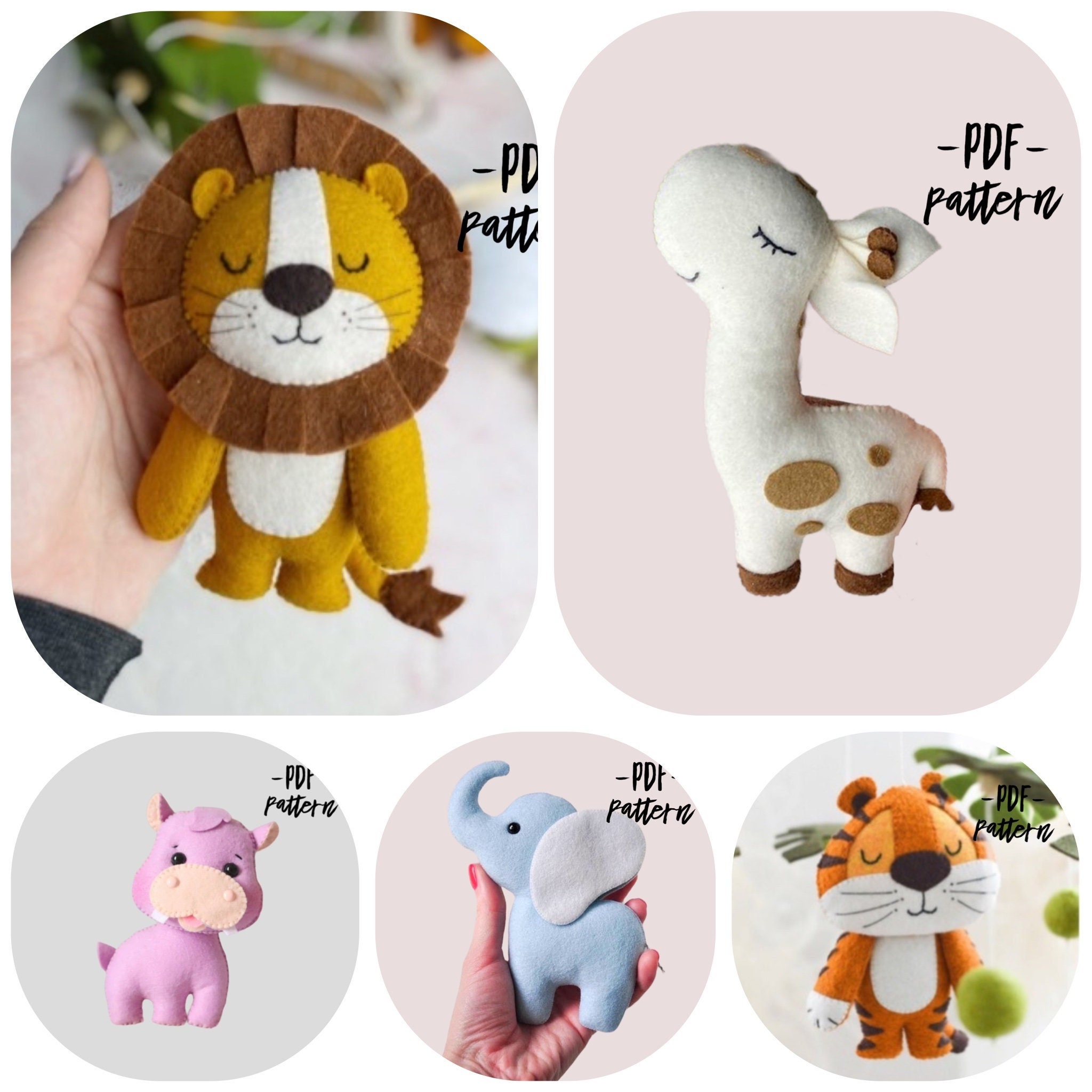 Safari Animals Felt Pattern PDF/PDF Felt Pattern - Etsy