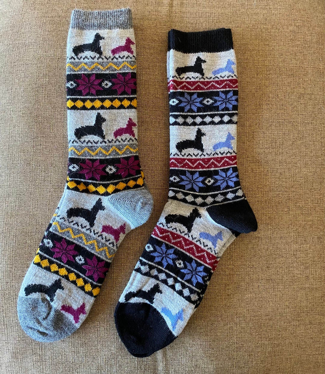 Casual Scandinavian Style Nordic Alpaca Socks - Etsy