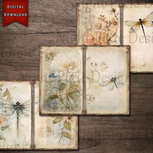 18 Printable Dragonfly and Flowers Journal Pages, Dragonfly Paper ...