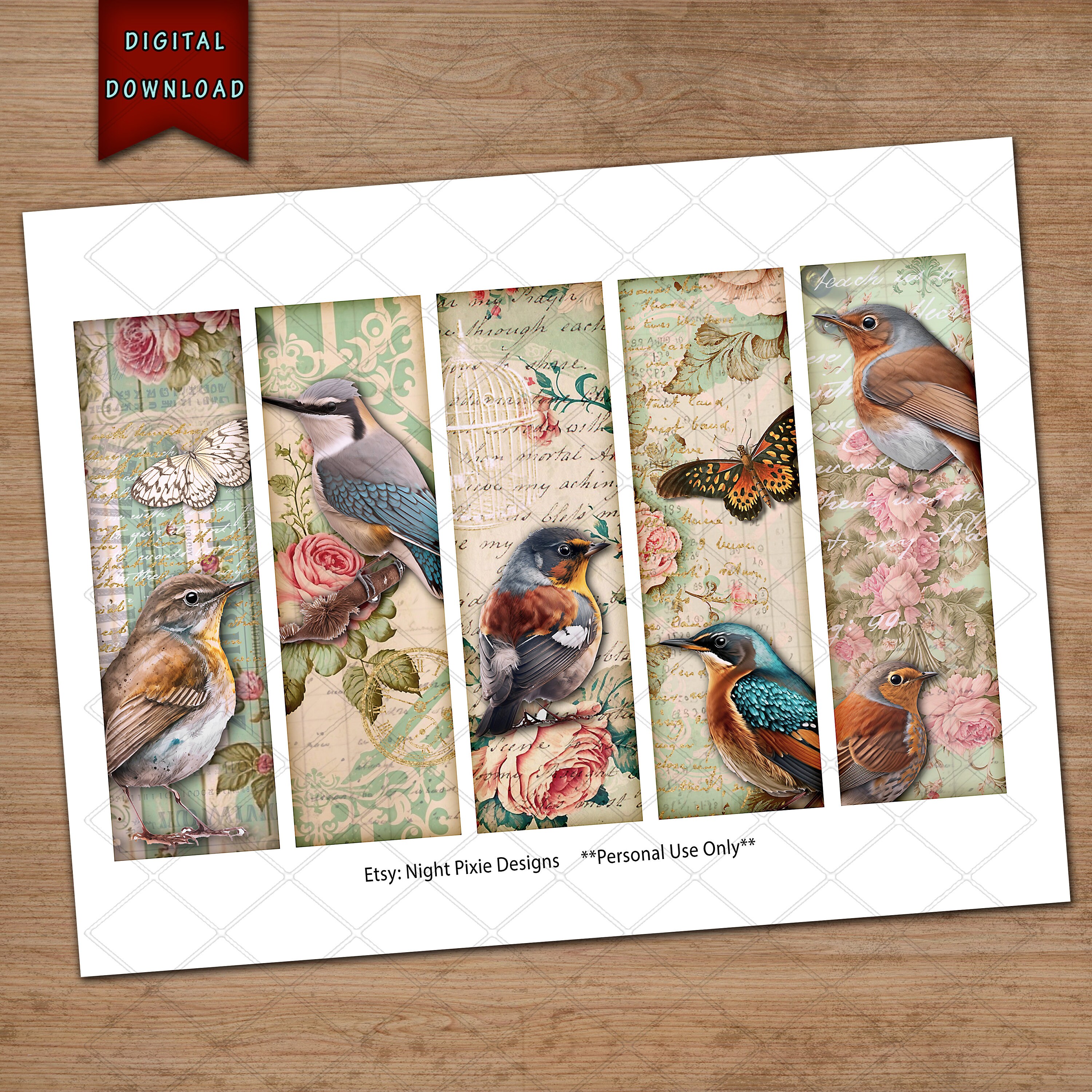 Birds Bookmarks Bird Journal Supplies Bird Junk Journal - Etsy