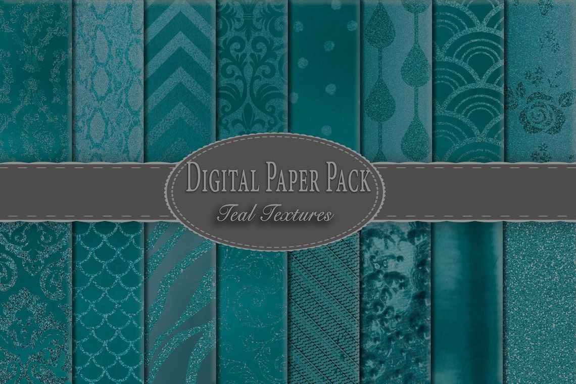 Teal Textures Digital Scrapbook Paper Pack Digital Download - Etsy