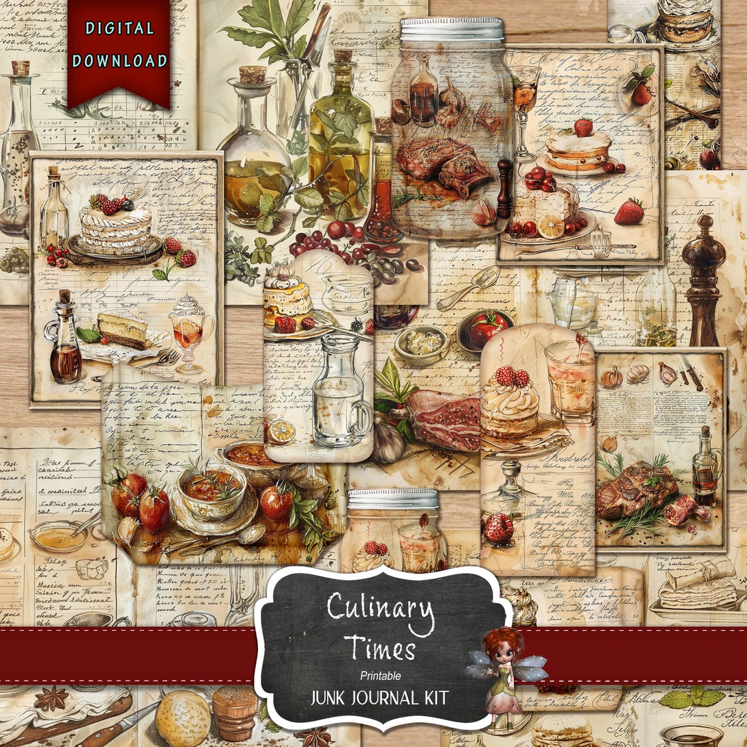 Culinary Junk Journal Kit, Digital Download, Printable Junk Journal ...