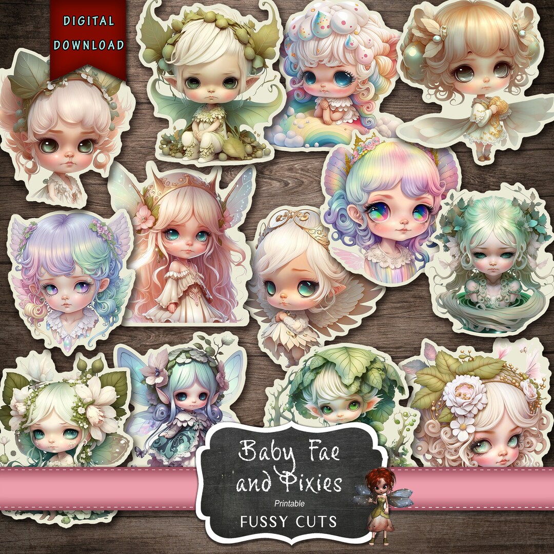 Little Pixies and Fae Ephemera, Fae Junk Journal, Digital Download, DIY Pixie Stickers, Junk ...