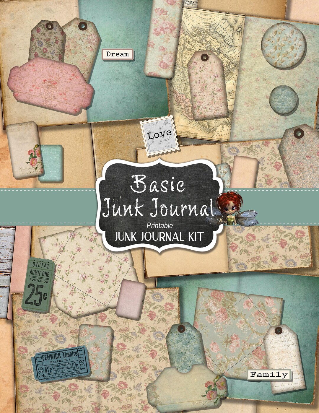 Journal Supplies, Neutral Junk Journal Kit, Basic Printable Pages ...