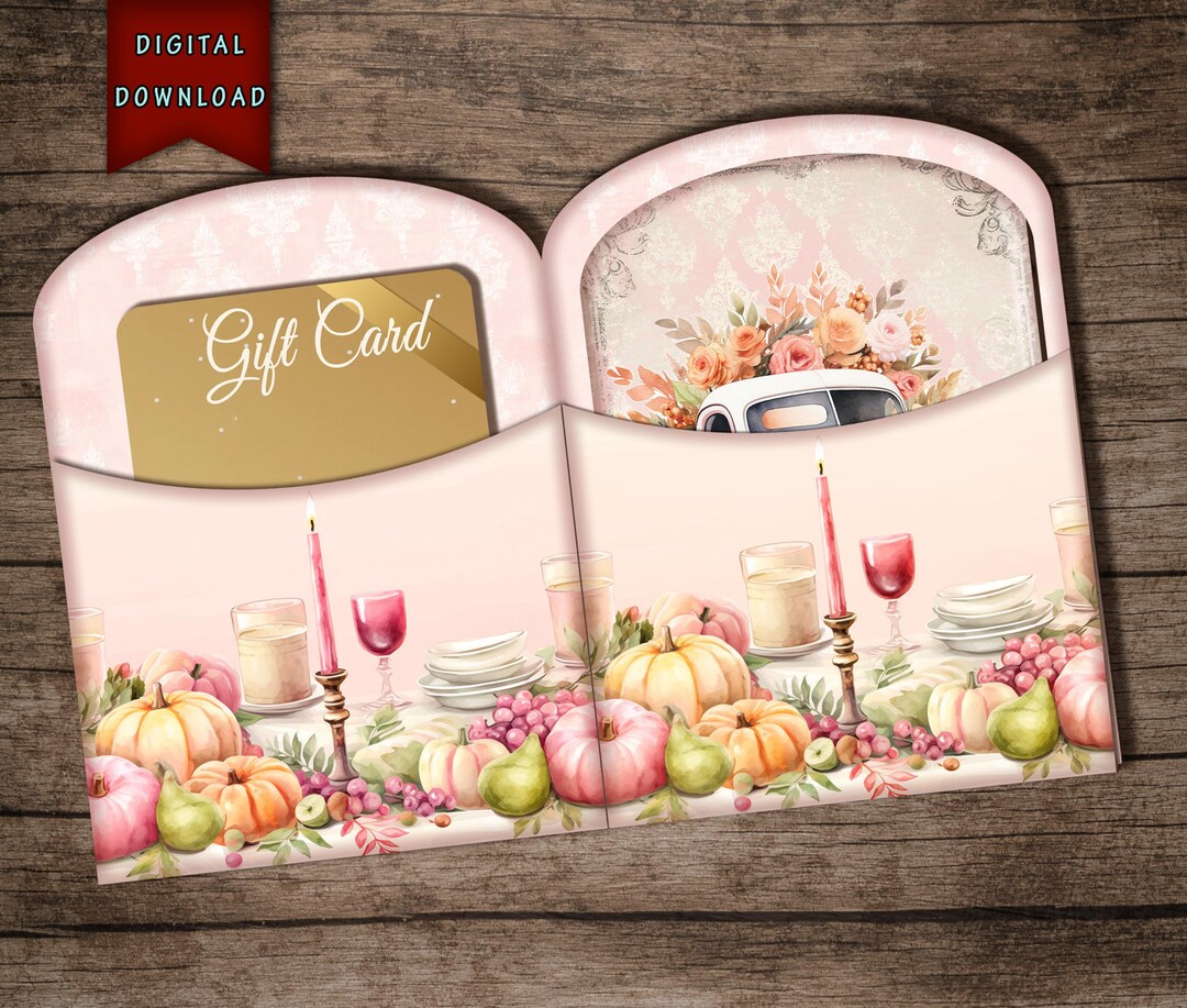 Gift Card Holder, Autumn Blush, Digital, Printable Gift Card Holder ...