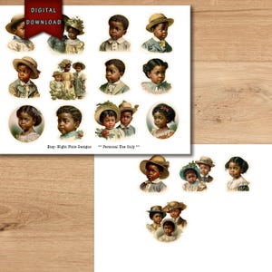 Vintage African American Children Fussy Cut, Vintage POC Stickers, Junk ...