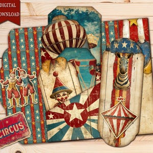 Vintage Circus Printable Folio Kit, Digital Junk Journal Ephemera ...