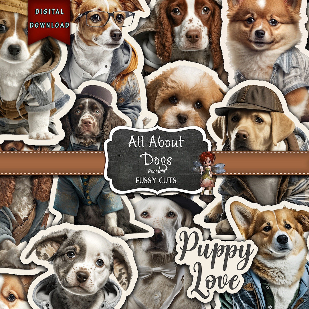 Dogs Ephemera, Puppy Journal Supplies, Dog Junk Journal, Digital ...