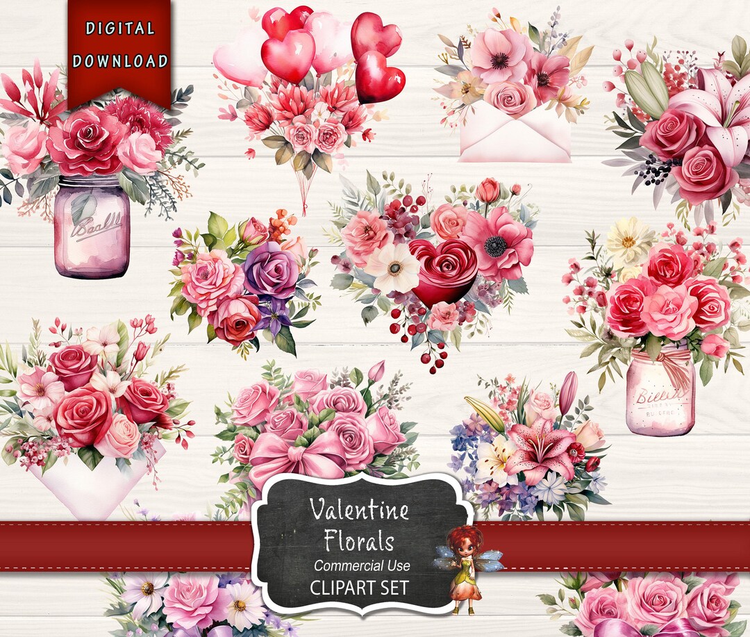 35 Valentine's Day Clip Art, Love Junk Journal, Valentine's Day Art ...