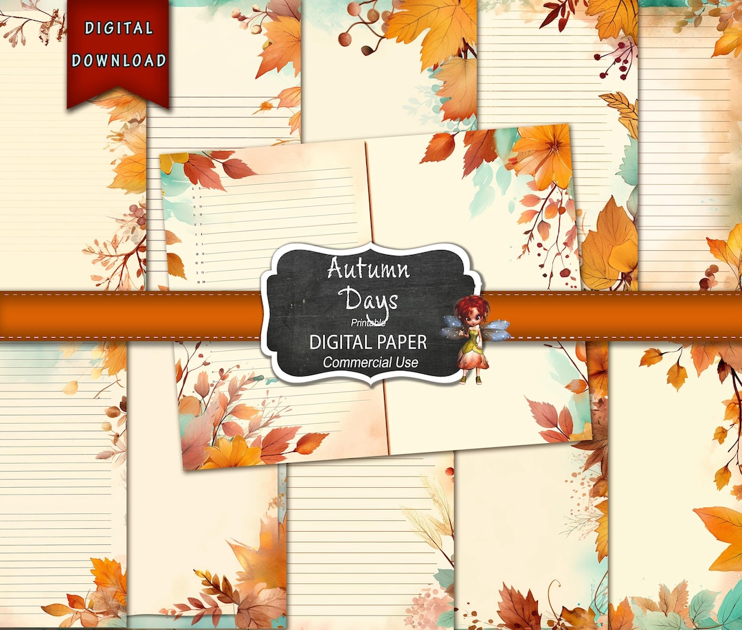 Printable Journal Pages, Autumn Journal Pages, Lined Journal Pages ...