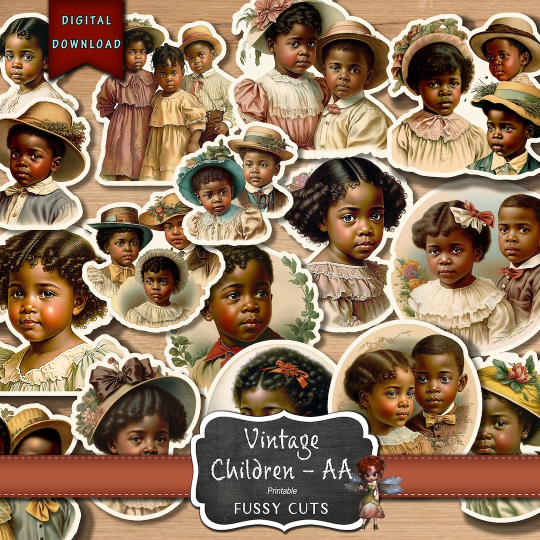 Vintage African American Children Fussy Cut, Vintage POC Stickers, Junk ...