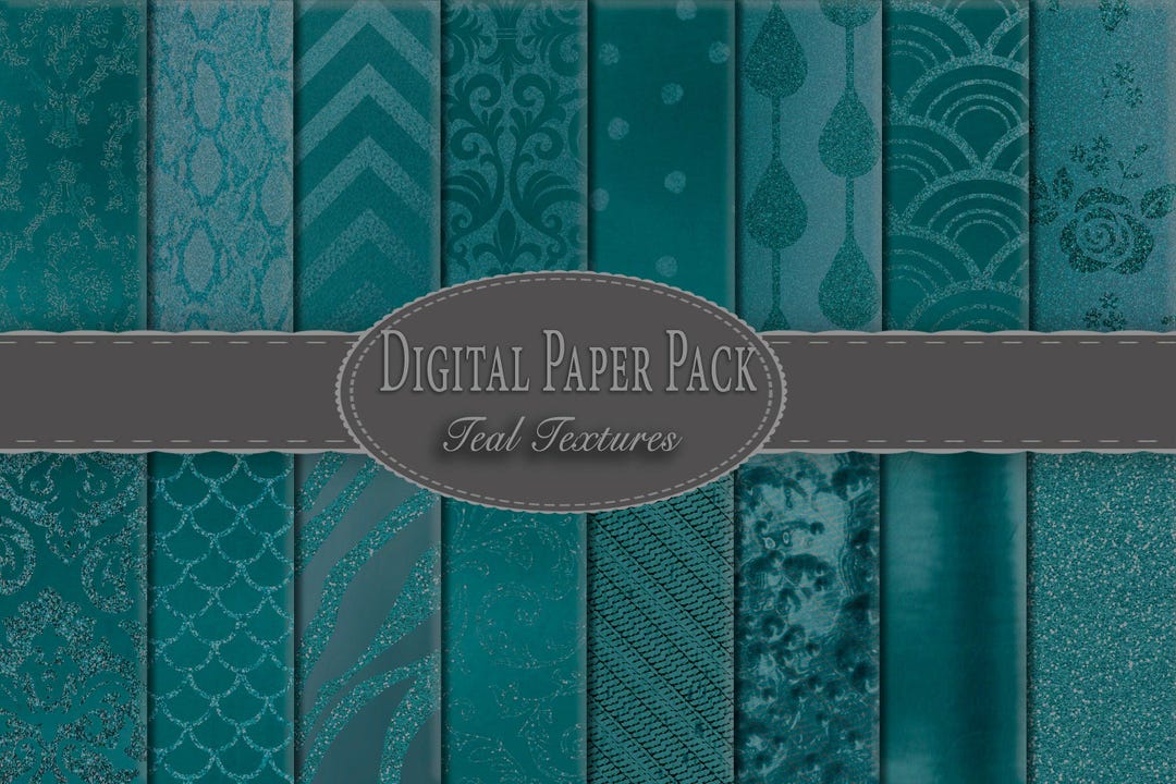 Teal Textures Digital Scrapbook Paper Pack, Digital Download, Instant ...
