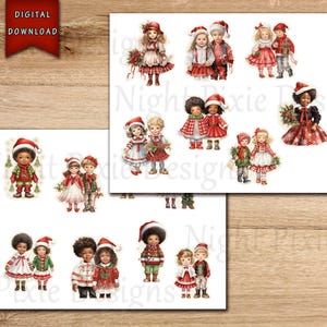 Christmas Kids Set 1, Kids Christmas Fussy Cut, Kids Stickers ...