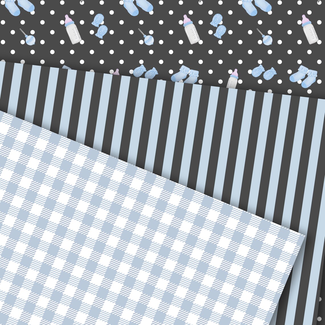 Blue and Gray Baby Boy Digital Paper Pack Baby Shower - Etsy