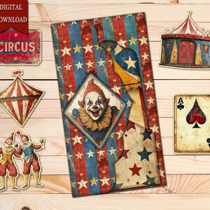 Vintage Circus Printable Folio Kit, Digital Junk Journal Ephemera ...