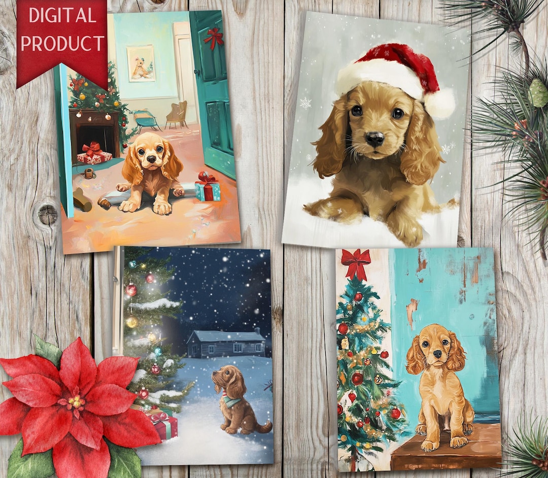 Cocker Spaniel Christmas Cards - Cute Digital Download for Dog Lover ...