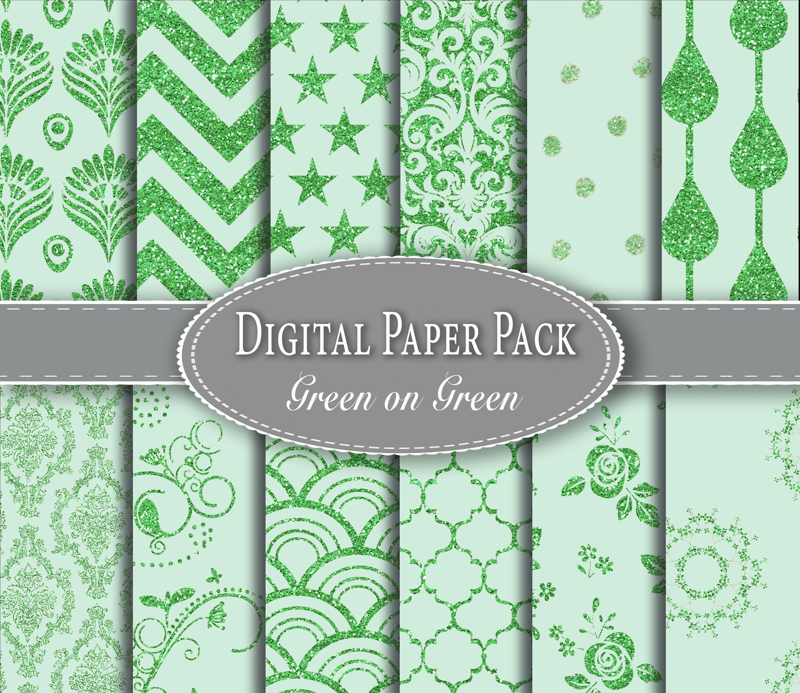 Green on Green Paper Pack Scrapbook Paper Printable Paper - Etsy