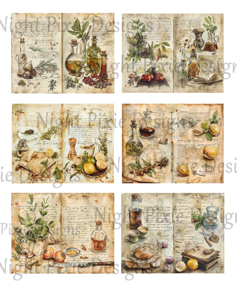 Journal Supplies, Culinary Junk Journal Kit, Printable Foodie Ephemera ...