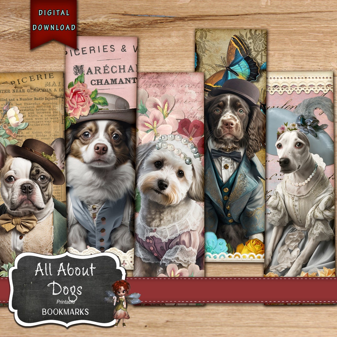 Dogs Bookmarks, Dog Journal Supplies, Dog Junk Journal, Digital ...