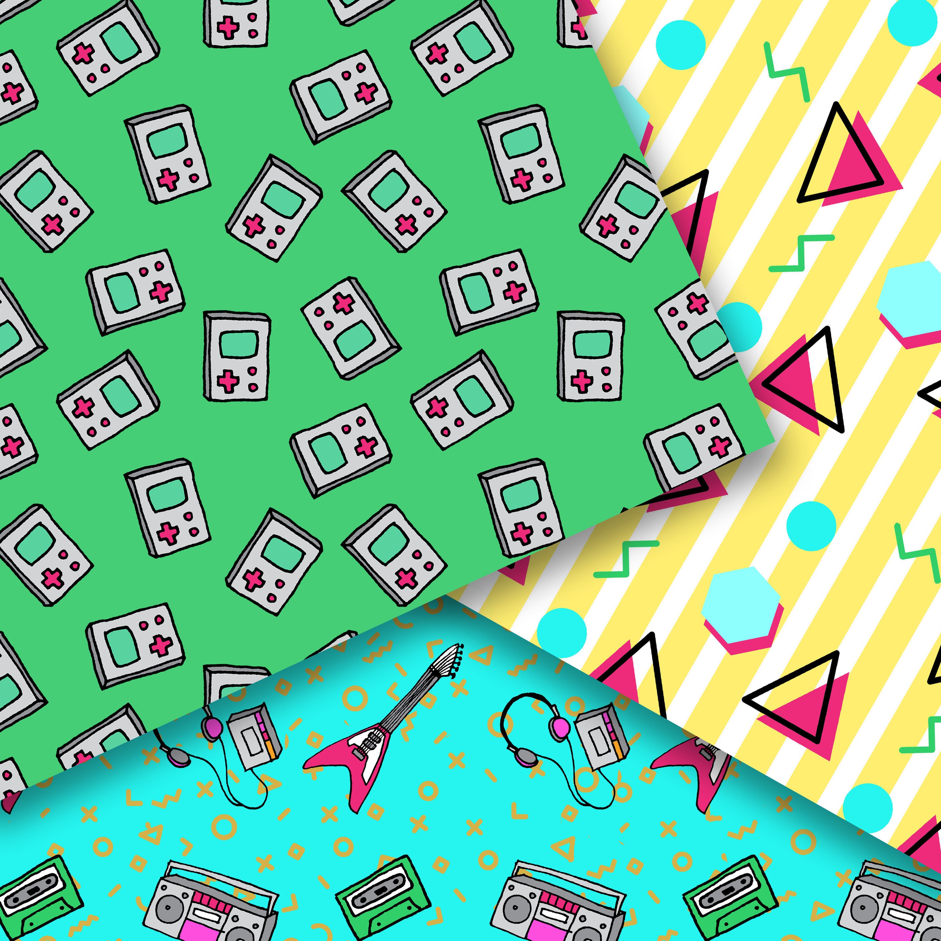 Bright 80s Scrapbook Paper Pack Retro Paper Printable Paper - Etsy