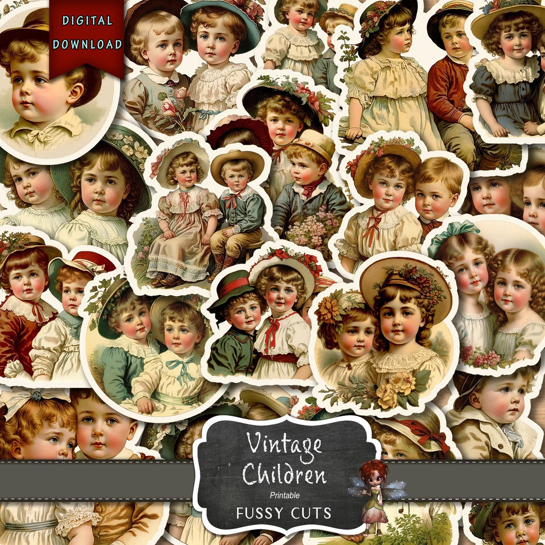 Vintage Children Ephemera, Vintage Children Stickers, Junk Journal ...