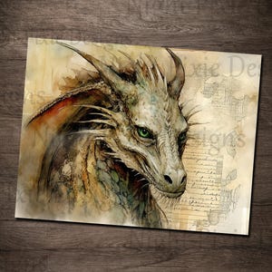 5 Printable Art Images, Vintage Dragons, Printable Junk Journal, Dragon ...