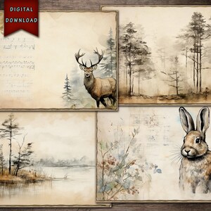 Woodland Animals Printable Junk Journal Kit, Nature Lover Journal ...