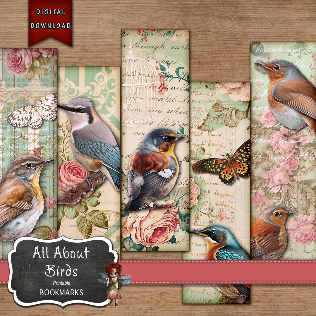 Birds Bookmarks, Bird Journal Supplies, Bird Junk Journal, Digital ...