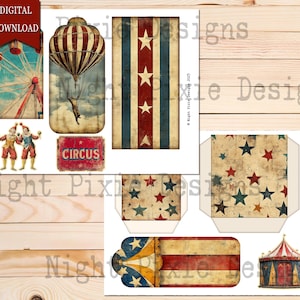 Vintage Circus Printable Folio Kit, Digital Junk Journal Ephemera ...