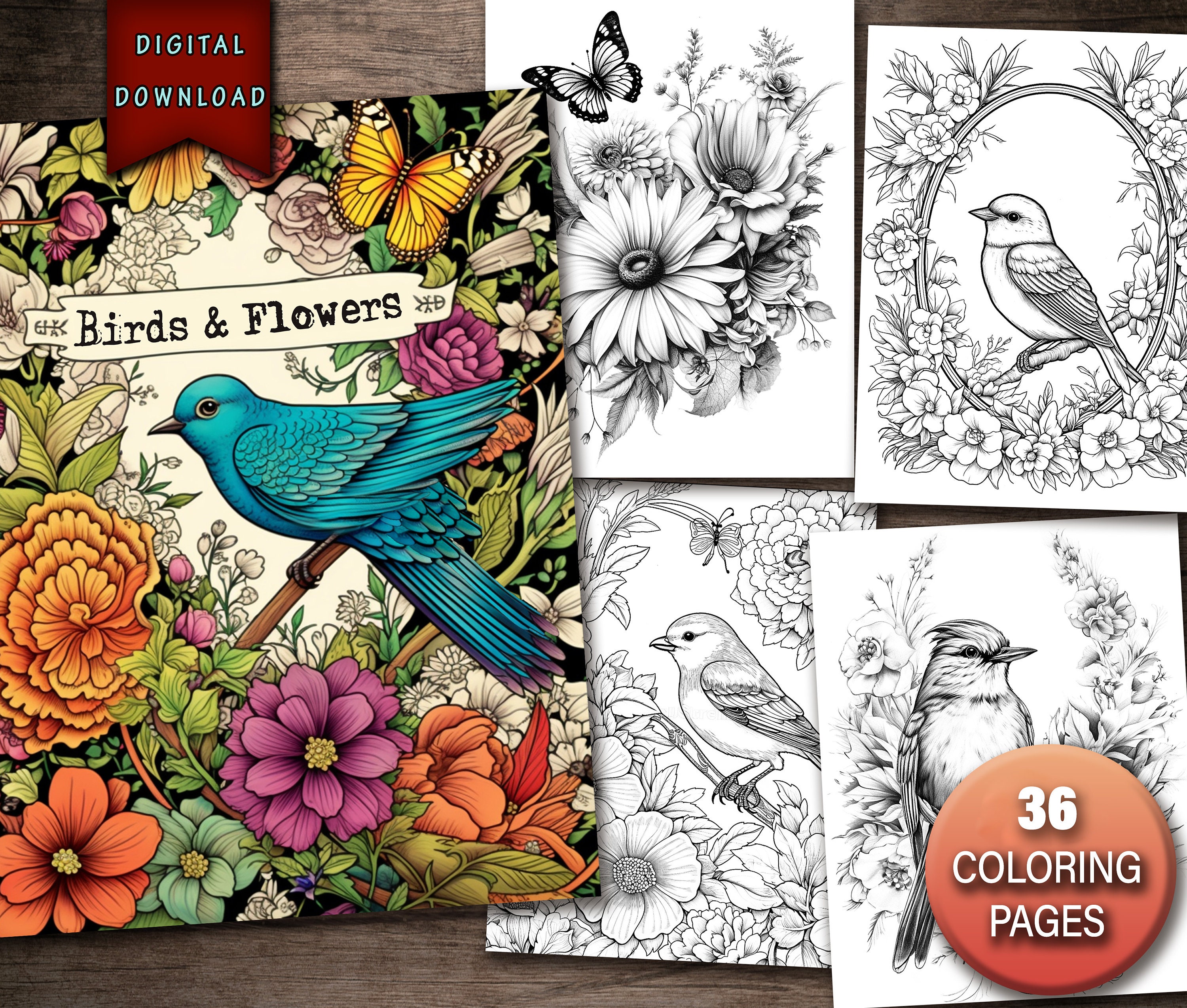 Coloring Pages Of Birds And Flowers