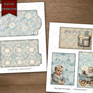 Vintage Baby Boy Junk Journal, Baby Boy Stickers, Junk Journal Supplies ...