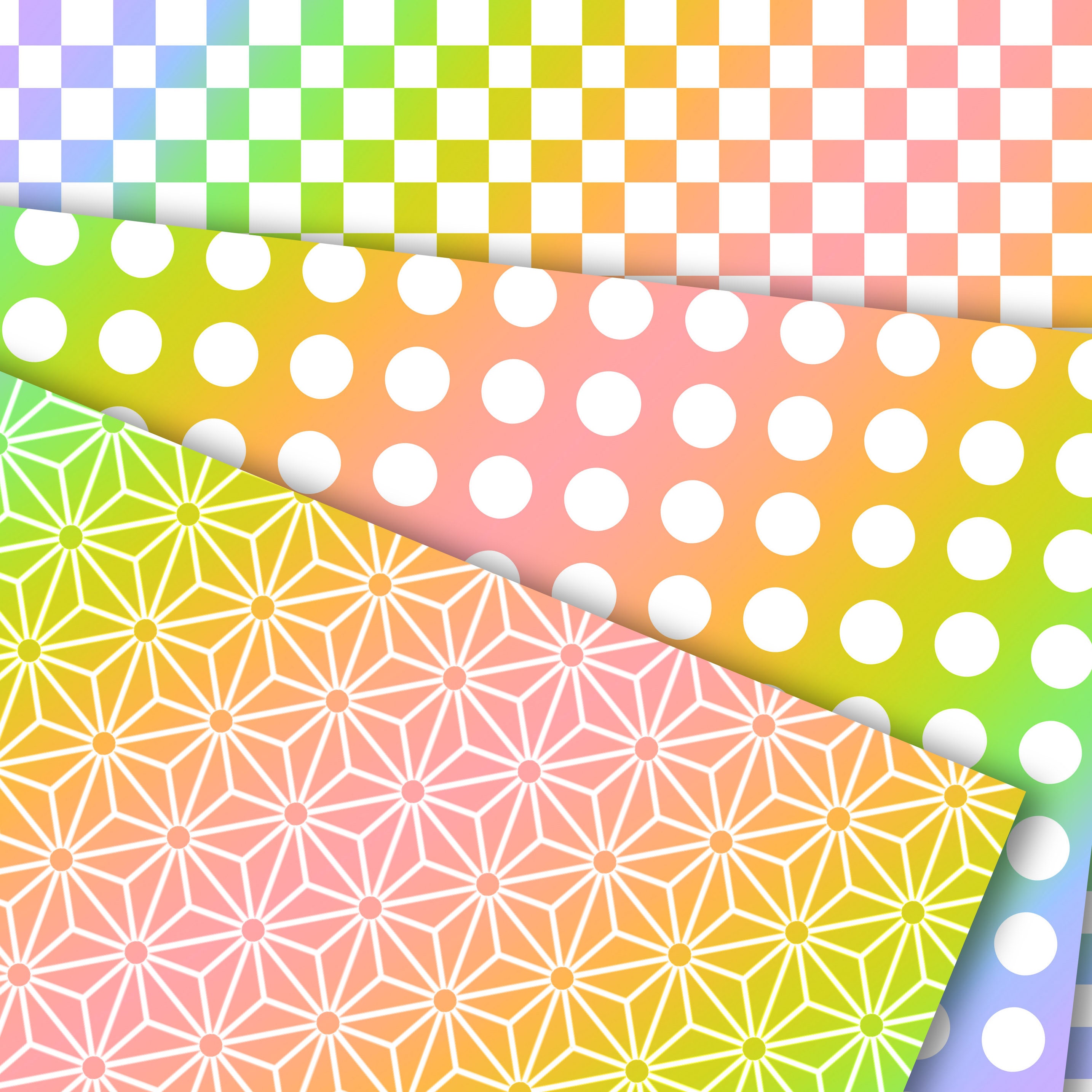 Pastel Rainbow Geometric Paper Pack Scrapbook Paper | Etsy